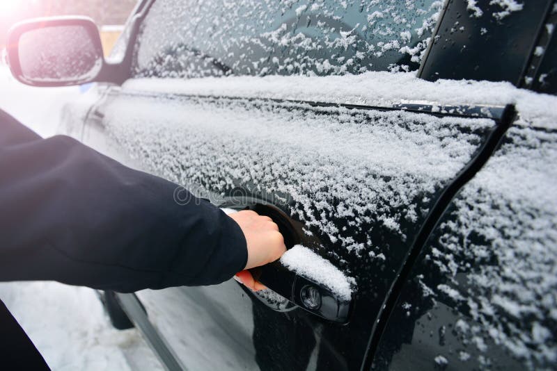 Frozen Car Door stock image. Image of december, snow - 12828591