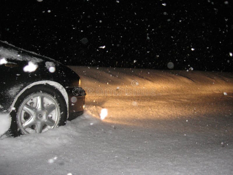 Car in Snow Road Stopped for Safety Stock Image - Image of december ...