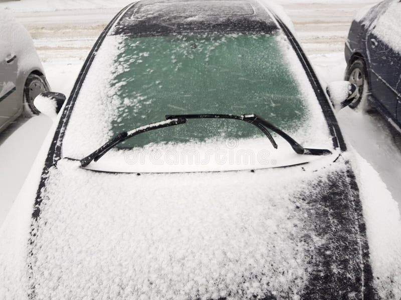 The Windshield of the Car in Ice. Stock Image - Image of automobile ...