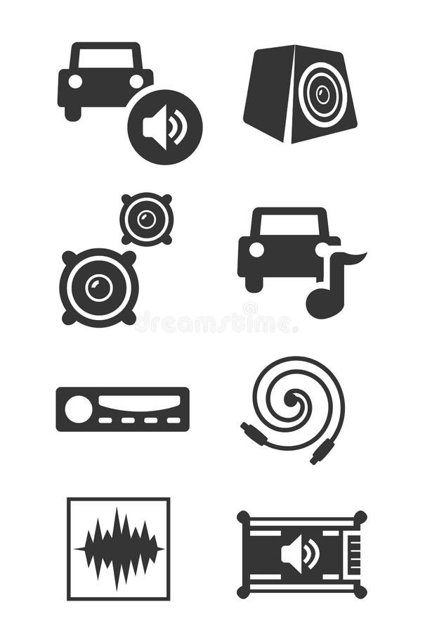 Car sound icon set stock vector. Illustration of stereo - 76131794