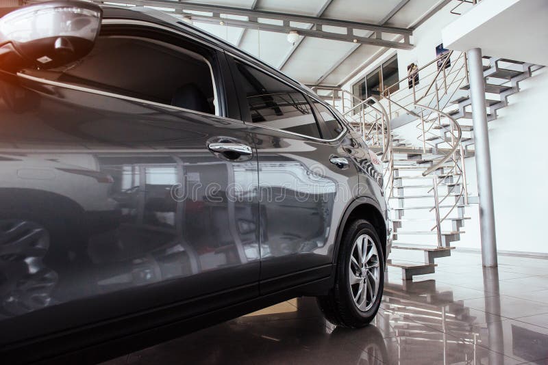 Of the Car in the Spacious Showroom with Large Windows Stock Image ...