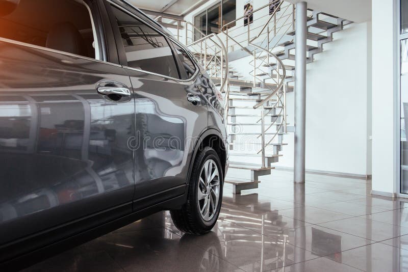 Of the Car in the Spacious Showroom with Large Windows Stock Image ...