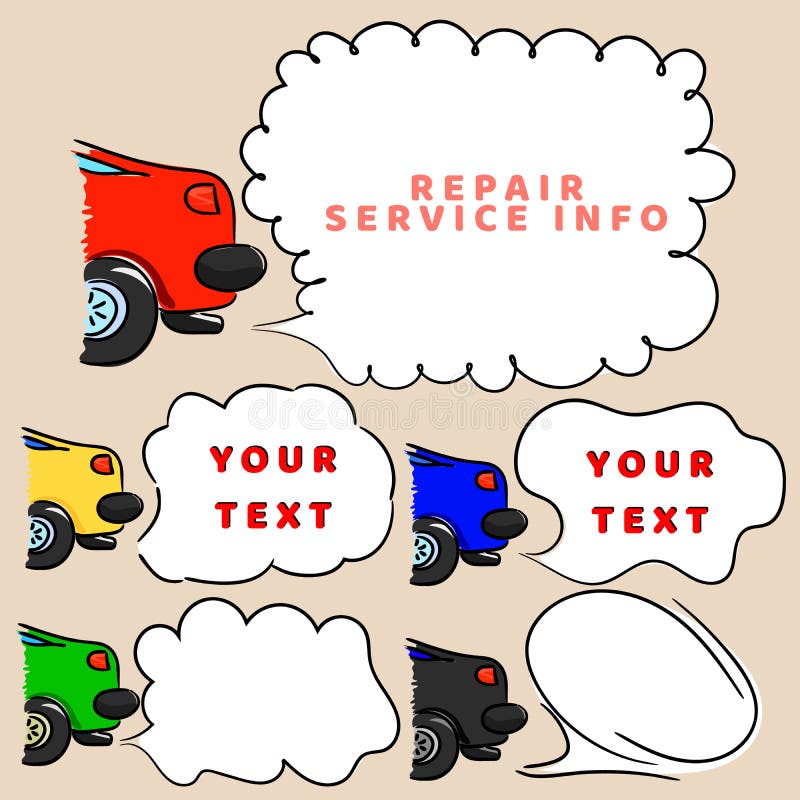 Car and Speech Bubbles for Message. Sketchy Automobile Tags Cloud Stock ...