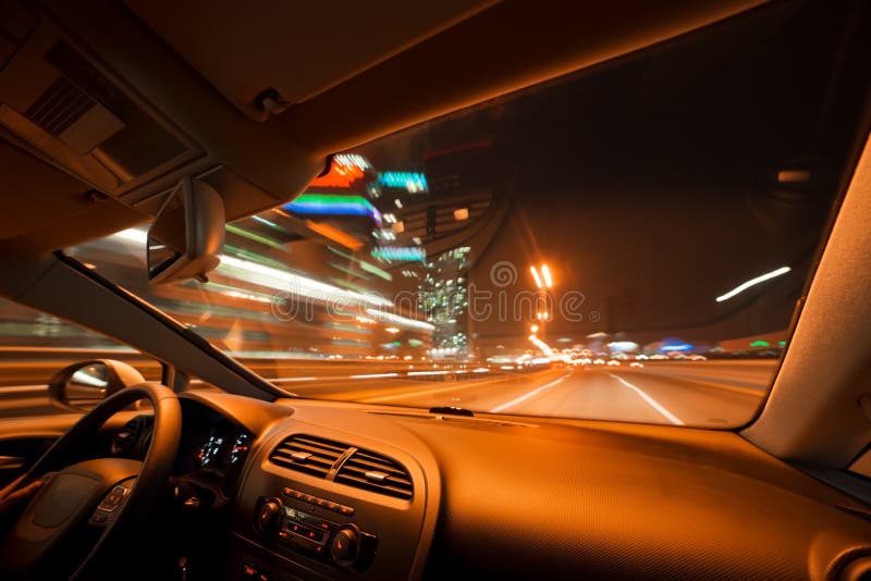 Car Speed Drive on the Road in Night Stock Image - Image of dynamic ...