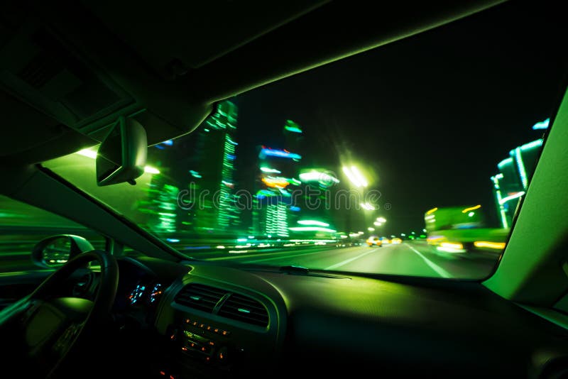 Car Speed Drive on the Road in Night Stock Photo - Image of exposure ...