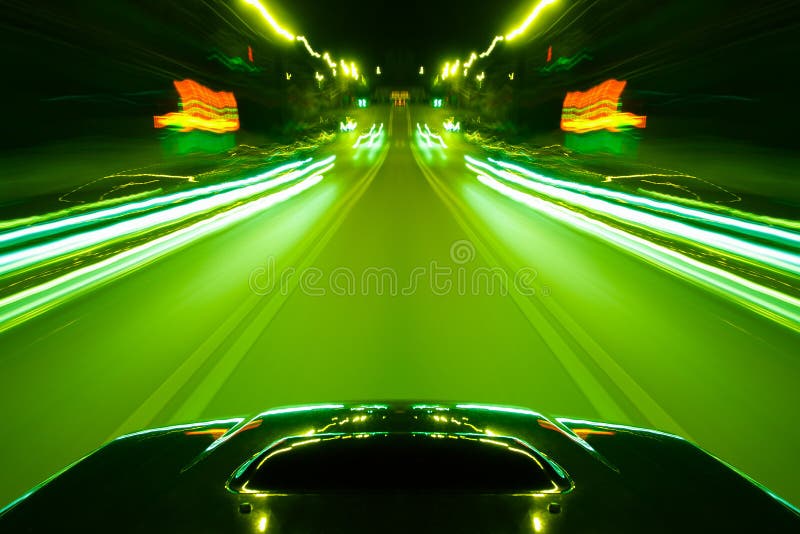 Car Speed Night Drive on the Road in City Stock Photo - Image of ...
