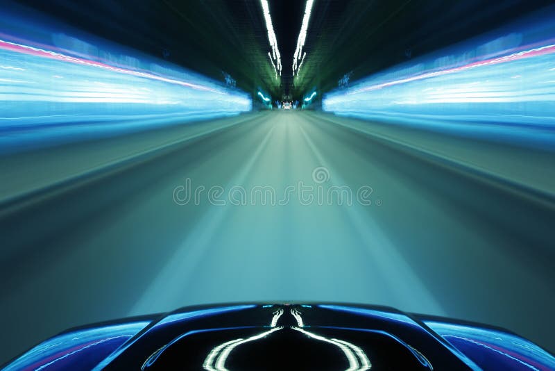 Car Speed Night Drive on the Road in City Stock Photo - Image of ...