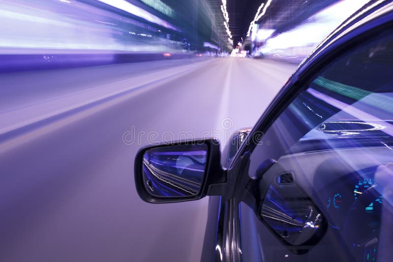 Car Speed Night Drive on the Road in City Stock Photo - Image of ...