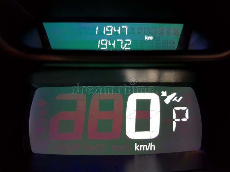 Vehicle Speed on the Speedometer Screen Stock Image - Image of flat ...
