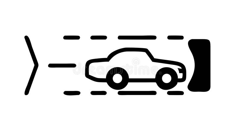 Car Speeding Right Dashed Lines Icon for Fast Travel Motion, Vector ...