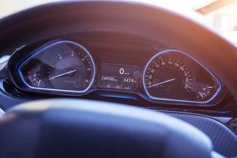 The Speedometer of a Modern Car Shows a High Driving Speed. Stock Image ...