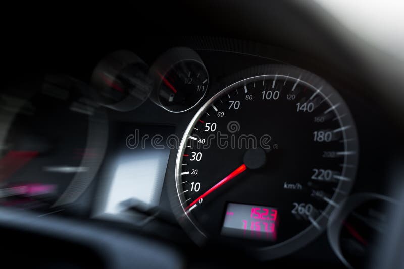 Close Up Shot of a Speedometer in a Car. Stock Photo - Image of ...