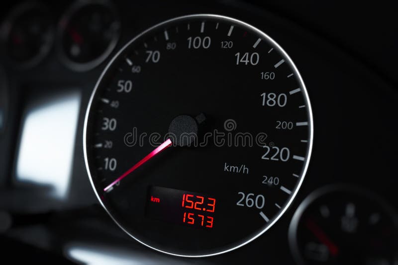 Close Up Shot of a Speedometer in a Car. Stock Photo - Image of power ...
