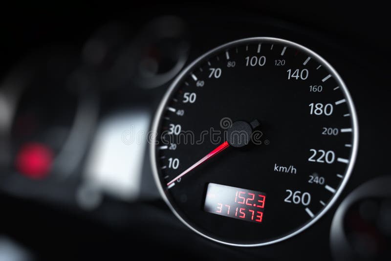 Close Up Shot of a Speedometer in a Car. Stock Image - Image of pointer ...