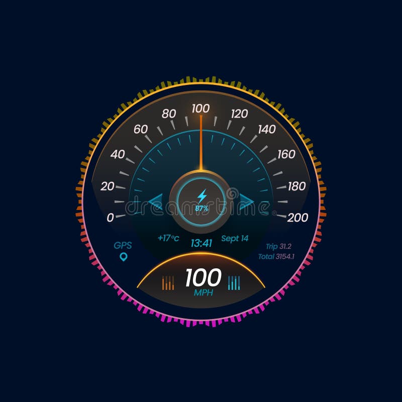 Car Speedometer Dial, Dashboard, Counter Interface Stock Illustration ...