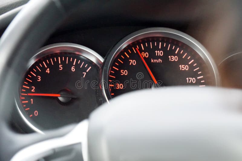Car Speedometer while Driving a Car Stock Image - Image of accelerate ...