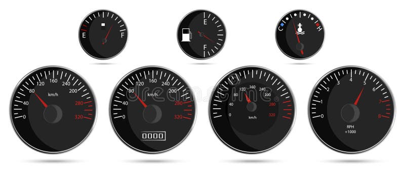 Car Speedometer and Car Fuel Indicator Set. Vector Illustration Stock ...