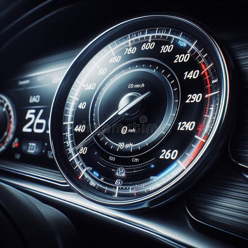 A car speedometer stock illustration. Illustration of showing - 377291373