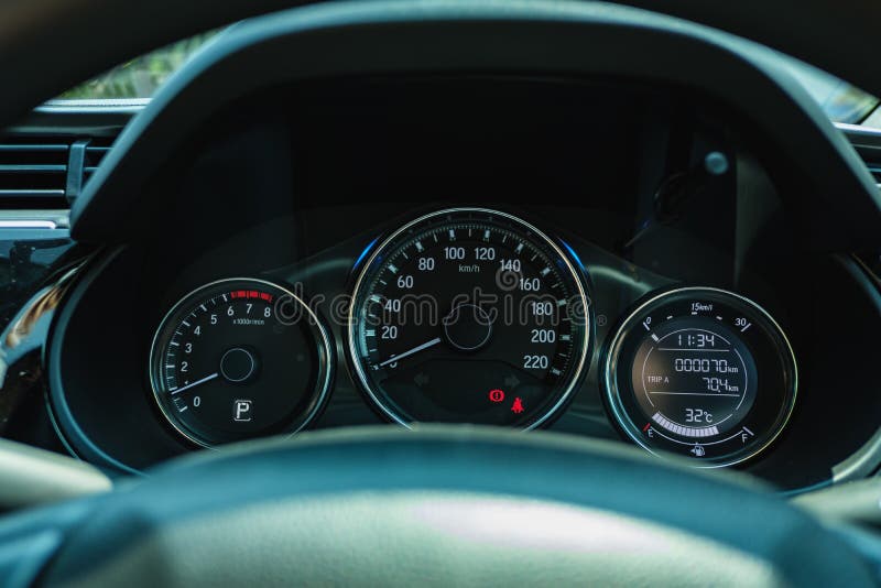 Car Speedometer with Information Display Stock Image - Image of display ...