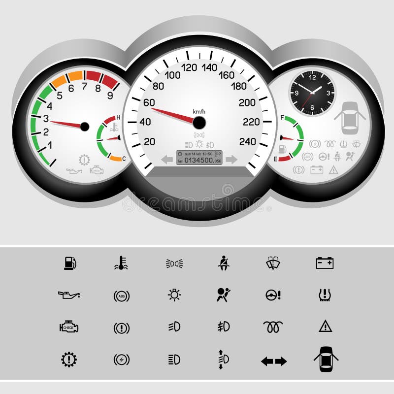 Car speedometer panel stock vector. Illustration of airbag - 67038058