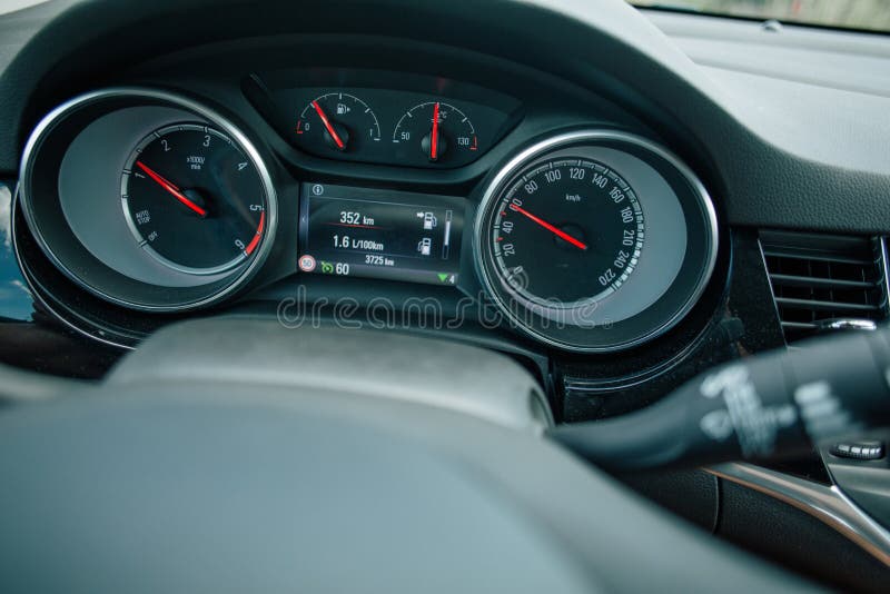 Car Speedometer Panel while Driving Stock Image - Image of highway ...