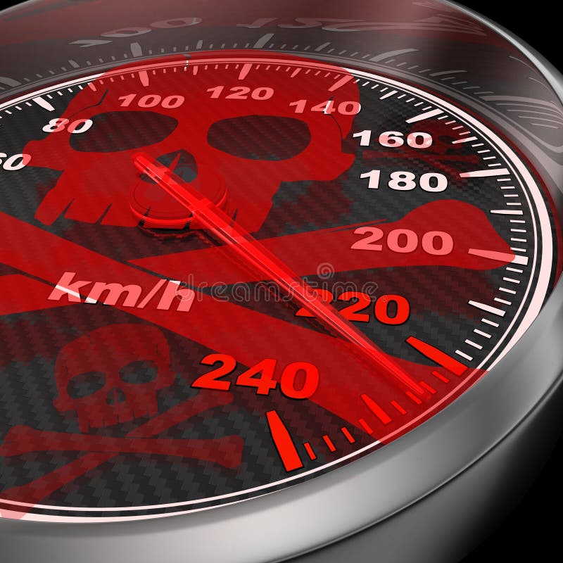 Car Speedometer and Red Skull Stock Illustration - Illustration of ...