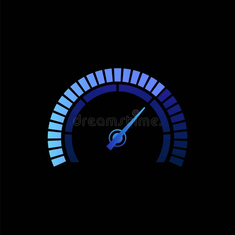 Car Speedometer, Round Digital Neon Blue LED Gauge, Vector Loading ...