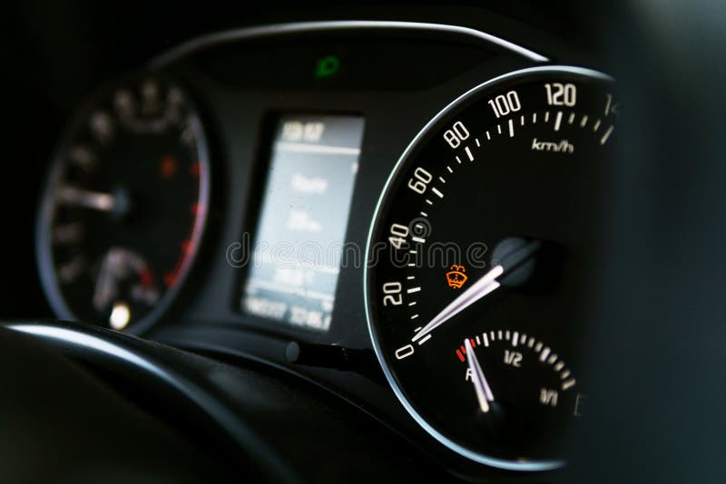 Car Speedometer, Side View. Speedometer and on-board Computer Stock ...