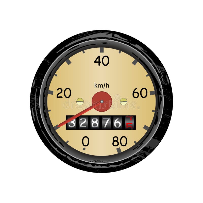 Car Speedometer with Speed Scale and Kilometer Counter. Vector ...