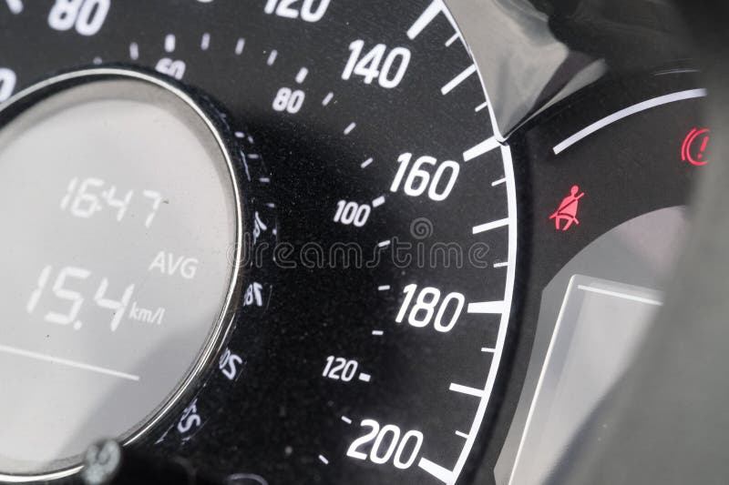 Car Speedometer and Tachometer Close-up, Highlighting Speed and ...