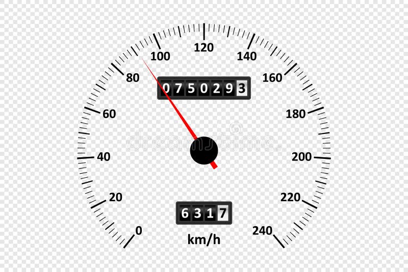 Car Speedometer at Transparent Background. Speedometer with Speed Scale ...