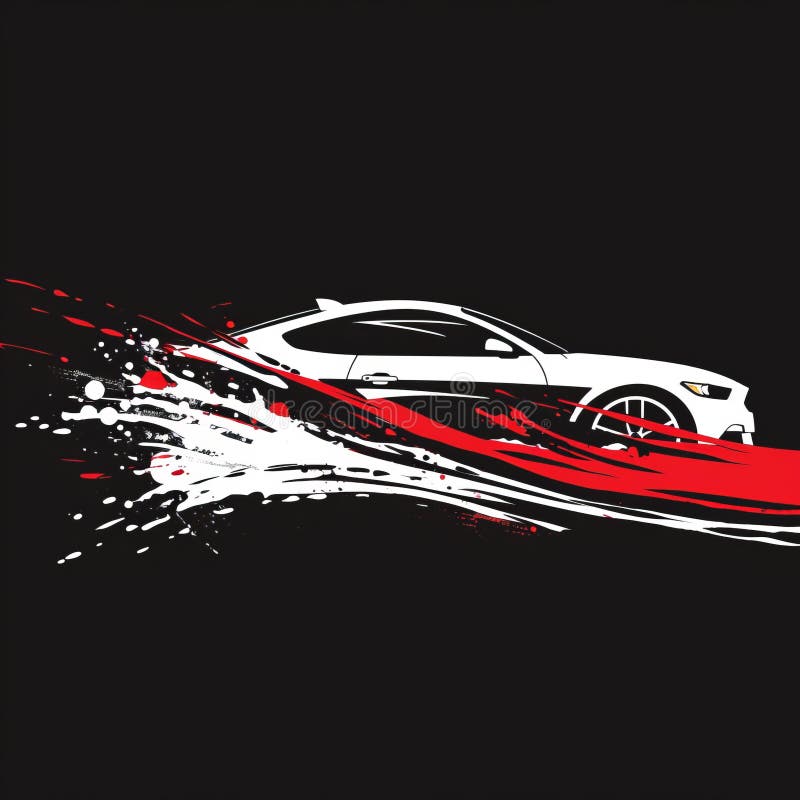 A Car is Splashing through a Red Wave Stock Illustration - Illustration ...