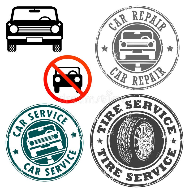 Car stamp set stock vector. Illustration of banner, round - 25289418