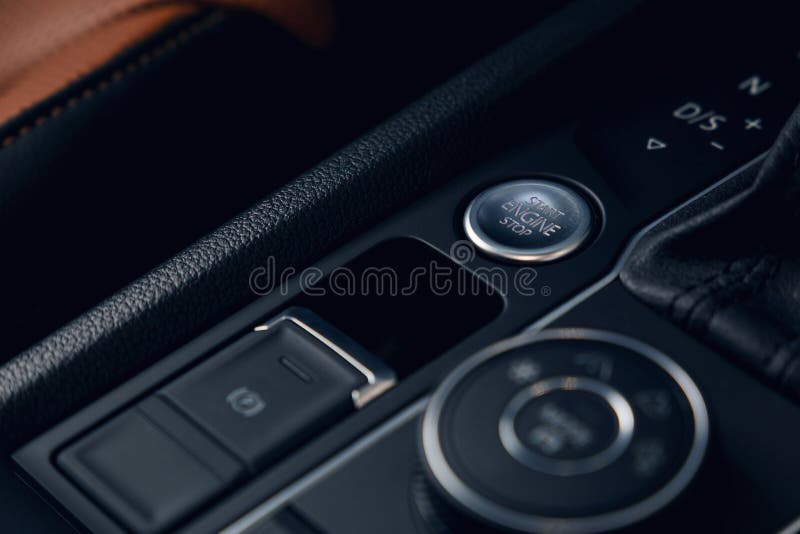 Start, Stop Engine Button. Modern Car Interior. Luxurious Car ...