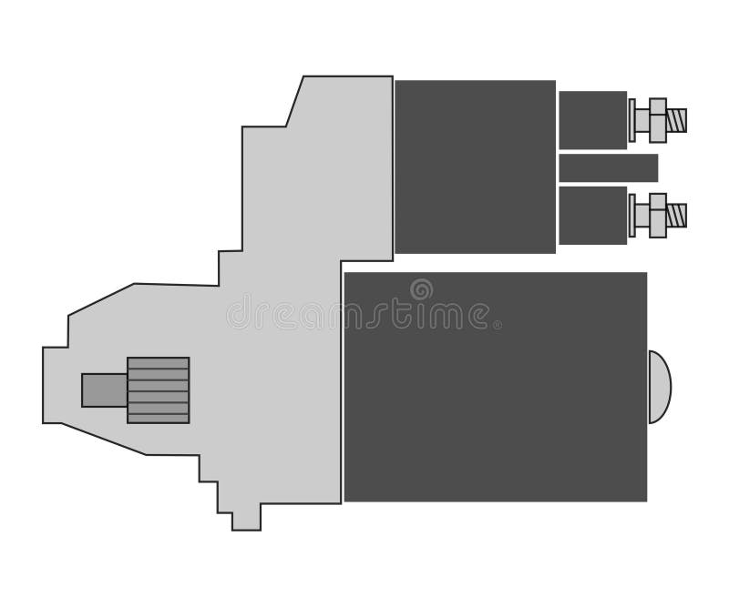 Car Starter Motor, Black and Grey, Vector Illustration Stock Vector ...