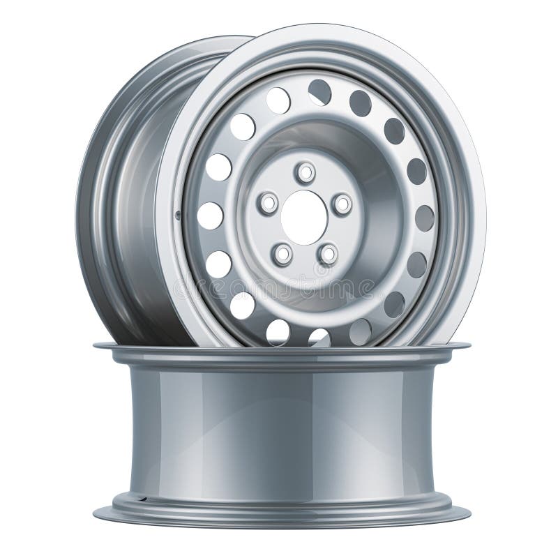 Car Steel Wheels, Car Rims. 3D Rendering Stock Illustration ...