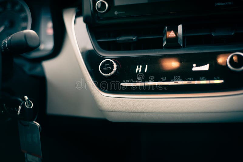 Car Steering Wheel with Key and Modern Climate Control Dash High ...