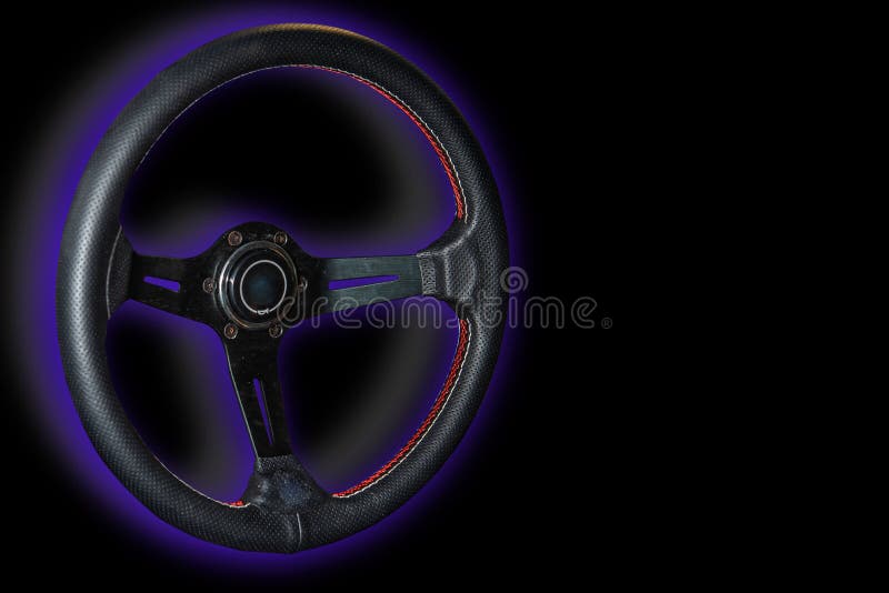 Car Steering Wheel, Leather Covered, Button Technology Isolated on ...