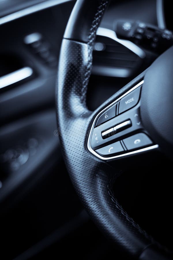 Car Steering Wheel with Multifunction Control Switch Stock Photo ...