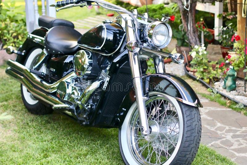Motorcycle in grass stock photo. Image of transport, grown - 18908926