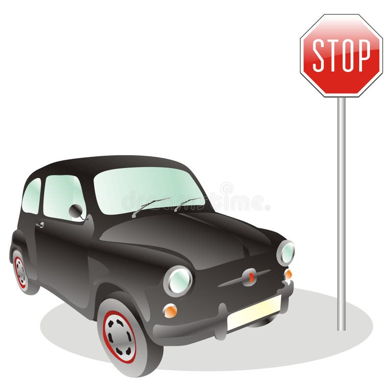 Car and stop sign stock vector. Illustration of smoke - 15634080