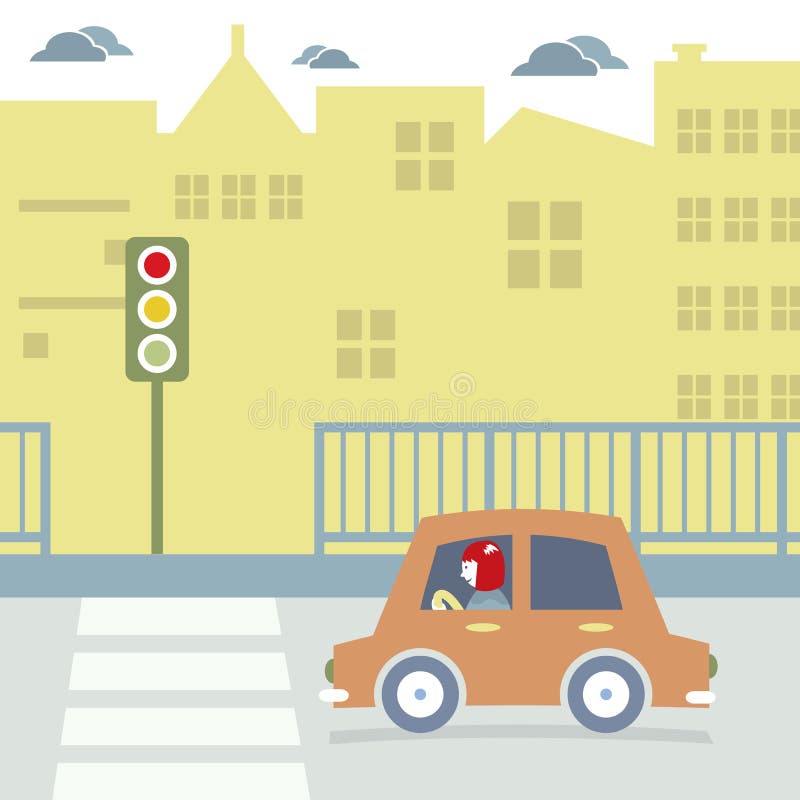 Car At Stop Light Clipart