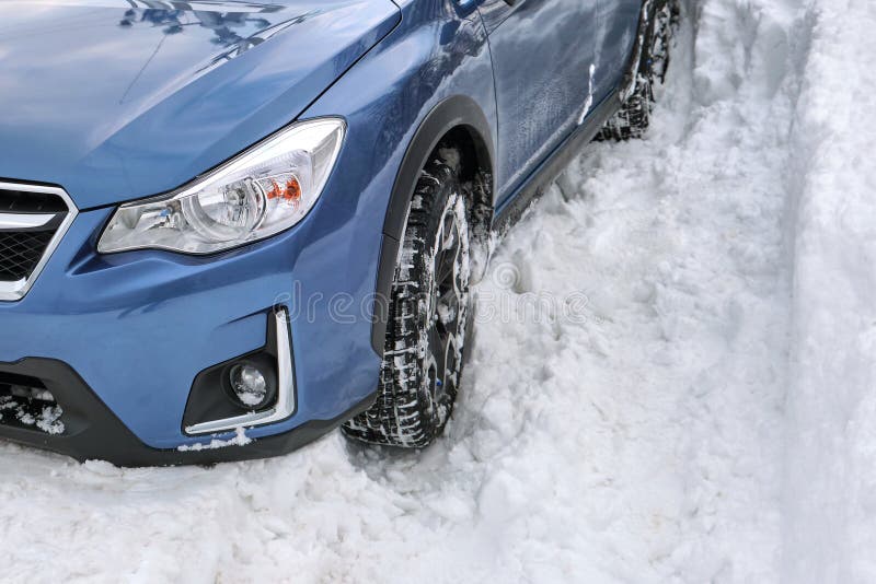 Car Stuck in Deep Snow on Cold Winter Day Stock Photo - Image of ...