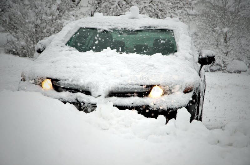 Car Stuck in Snow during a Big Canadian Snow Storm Stock Image - Image ...