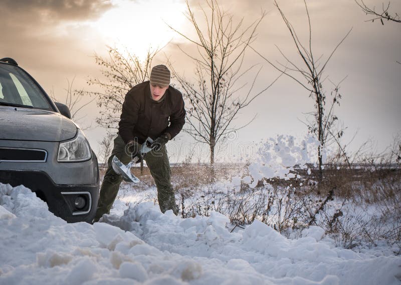 Car stuck in snow stock image. Image of urban, scene - 48464789