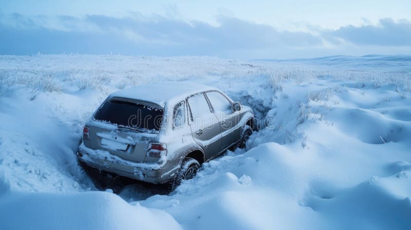 Car Stuck in Snow stock image. Image of road, driving - 363554047