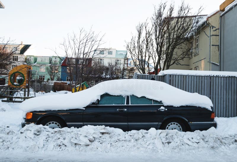 A Car Stuck Under Snow, after Snow Storm Stock Image - Image of heavy ...