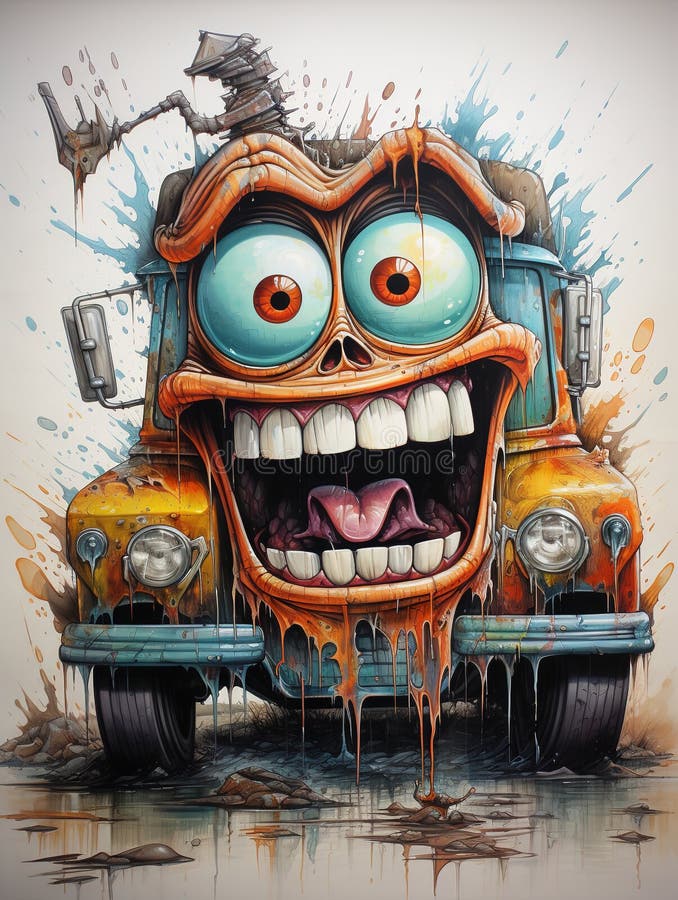 A Car in the Style of Gritty Horror Comics Generative AI Stock ...