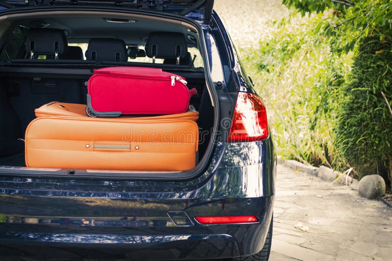 Car with suitcases stock photo. Image of baggage, background - 107283948