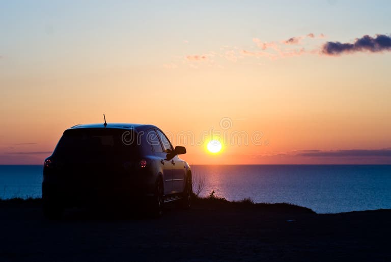 Car and sunset stock photo. Image of outdoor, overlooking - 5192590